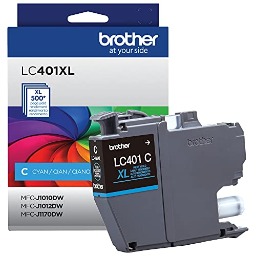 Brother Genuine High Yield Cyan Ink Cartridge, LC401XLCS