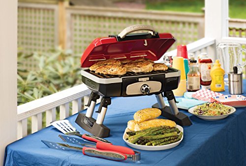 Cuisinart CGG-180T Portable, 17.6 x 18.6 x 11.8-Inch, Petit Gourmet Tabletop Gas Grill, Red