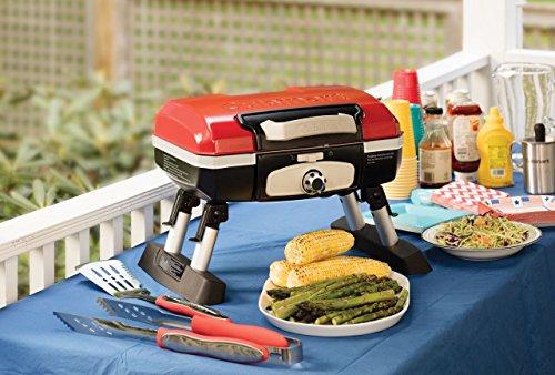 Cuisinart CGG-180T Portable, 17.6 x 18.6 x 11.8-Inch, Petit Gourmet Tabletop Gas Grill, Red