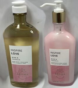 bath and body works aromatherapy love – rose & vanilla duo body lotion and body wash full size