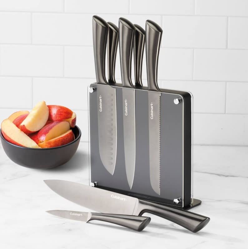 Cuisinart Classic 8pc Colored Stainless Steel Cutlery Set with Acrylic Block Black - C77-8PMOX