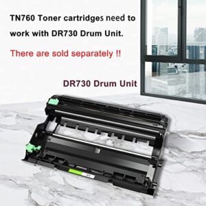 greencycle Compatible Toner Cartridge Replacement for Brother TN760 TN-760 TN730 to Use with HL-L2350DW HL-L2395DW HL-L2390DW HL-L2370DW MFC-L2750DW MFC-L2710DW (Black, 4-Pack)