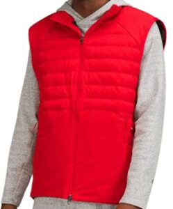 lululemon down for it all vest (size m, grenadine red)