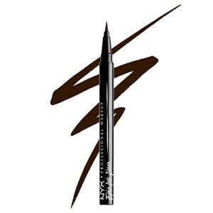 nyx professional makeup epic ink liner, waterproof liquid eyeliner – brown, vegan formula