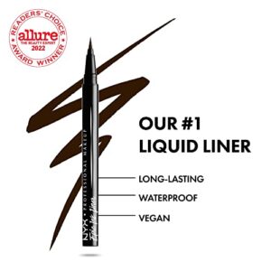 NYX PROFESSIONAL MAKEUP Epic Ink Liner, Waterproof Liquid Eyeliner - Brown, Vegan Formula