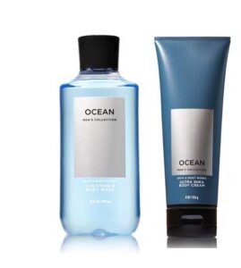 bath & body works men’s collection ultra shea body cream & 2 in 1 hair and body wash ocean.