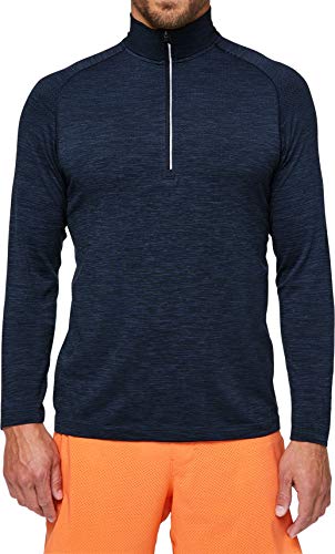 Lululemon Mens Metal Vent Tech 1/2 Zip Long Sleeve Shirt (Mineral Blue/Nautical Navy, L)