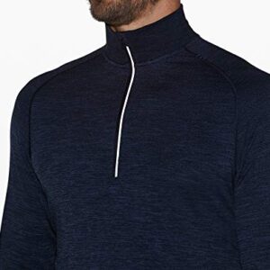 Lululemon Mens Metal Vent Tech 1/2 Zip Long Sleeve Shirt (Mineral Blue/Nautical Navy, L)