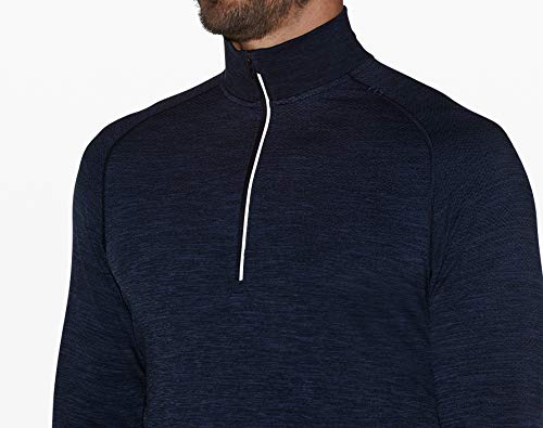 Lululemon Mens Metal Vent Tech 1/2 Zip Long Sleeve Shirt (Mineral Blue/Nautical Navy, L)