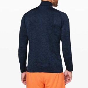 Lululemon Mens Metal Vent Tech 1/2 Zip Long Sleeve Shirt (Mineral Blue/Nautical Navy, L)