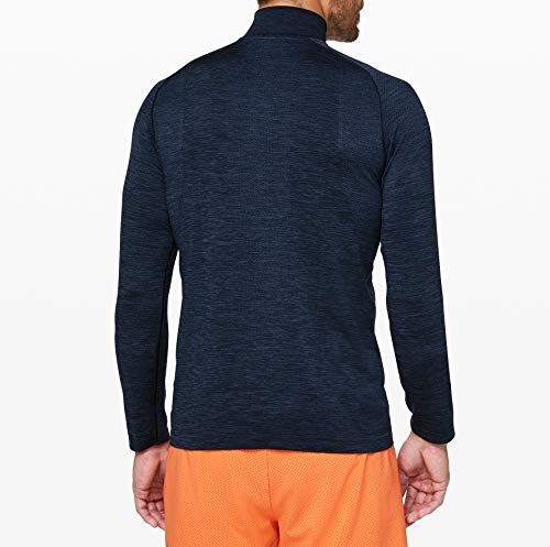 Lululemon Mens Metal Vent Tech 1/2 Zip Long Sleeve Shirt (Mineral Blue/Nautical Navy, L)