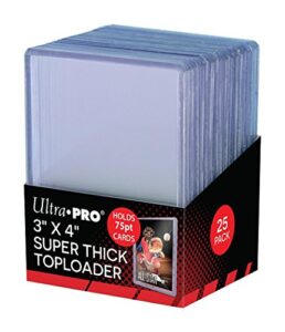 ultra pro 3 x 4 super thick baseball card toploaders, holds 75pt cards (pack of 25)