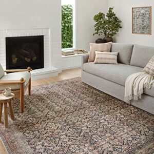 Amber Lewis x Loloi Billie Collection BIL-01 Ink / Salmon, Traditional 7'-6" x 9'-6" Area Rug