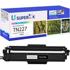 usuperink compatible toner cartridge replacement for brother tn227 tn-227 tn-227bk tn223 tn223bk to use with hl-l3230cdn hl-l3290cdw dcp-l3550cdw mfc-l3770cdw hl-l3210cw printer (1 pack, black)