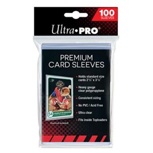 ultra pro – premium clear 100ct. card sleeves – standard size card sleeves to protect sports cards, baseball cards, football cards, and collectible cards