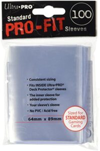 ultra pro fba_ulp82712, (x500) soft card sleevespro-fit mtg pokemon standard deck size (5 pack of 100), clear