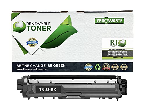 RT TN221BK Toner Compatible Replacement for Brother TN221 TN-221 TN225 | Works with MFC-9130CW 9330CDW HL-3140CW 3170CDW 3180CDW | Black Printer Ink Cartridge