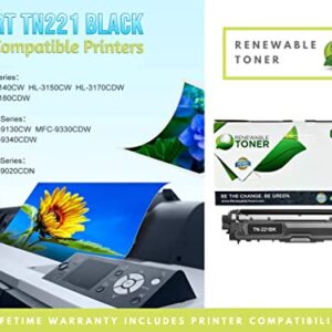 RT TN221BK Toner Compatible Replacement for Brother TN221 TN-221 TN225 | Works with MFC-9130CW 9330CDW HL-3140CW 3170CDW 3180CDW | Black Printer Ink Cartridge