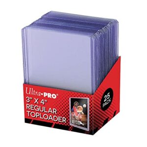 ultra pro 25 3 x 4 top loader card holder for baseball, football, basketball, hockey, golf, single sports cards top loads