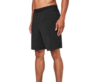 lululemon athletica mens pace breaker short linerless (heather allover deep coal black, m)