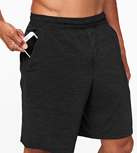 Lululemon Athletica Mens Pace Breaker Short Linerless (Heather Allover Deep Coal Black, M)