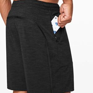 Lululemon Athletica Mens Pace Breaker Short Linerless (Heather Allover Deep Coal Black, M)