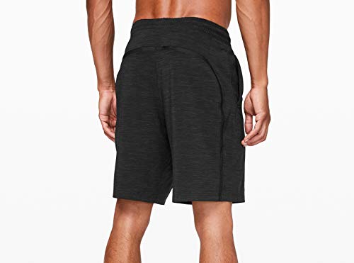 Lululemon Athletica Mens Pace Breaker Short Linerless (Heather Allover Deep Coal Black, M)