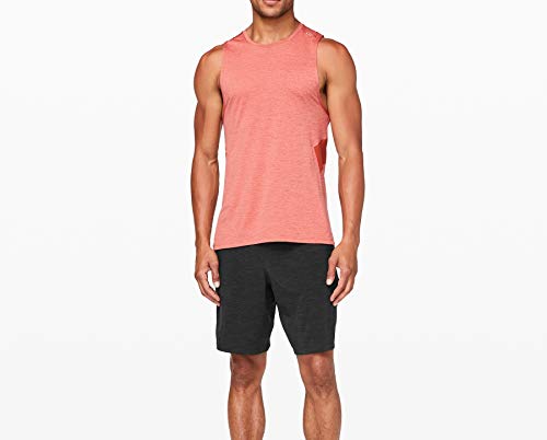 Lululemon Athletica Mens Pace Breaker Short Linerless (Heather Allover Deep Coal Black, M)