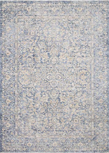 Loloi Pandora Collection Distressed Persian Vintage Area Rug, 9'6" x 12'5", Blue/Gold