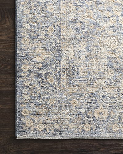 Loloi Pandora Collection Distressed Persian Vintage Area Rug, 9'6" x 12'5", Blue/Gold