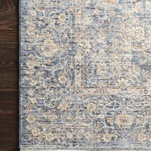 Loloi Pandora Collection Distressed Persian Vintage Area Rug, 9'6" x 12'5", Blue/Gold