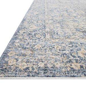 Loloi Pandora Collection Distressed Persian Vintage Area Rug, 9'6" x 12'5", Blue/Gold