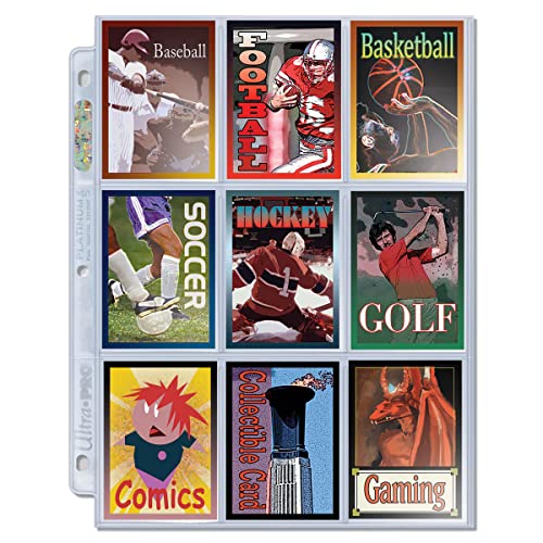 Ultra Pro 9 Pocket Pages Platinum Series 100 Pages of Card Sleeves for Trading Card Binder, Baseball Card Binder, -Pokemon Card Sleeves and Baseball Card Sleeves