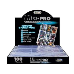 Ultra Pro 9 Pocket Pages Platinum Series 100 Pages of Card Sleeves for Trading Card Binder, Baseball Card Binder, -Pokemon Card Sleeves and Baseball Card Sleeves