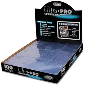 Ultra Pro 9 Pocket Pages Platinum Series 100 Pages of Card Sleeves for Trading Card Binder, Baseball Card Binder, -Pokemon Card Sleeves and Baseball Card Sleeves