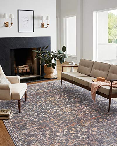 Loloi Chris Loves Julia x Rosemarie ROE-04 Graphite/Multi Oriental Area Rug 7'-9" x 7'-9" Round