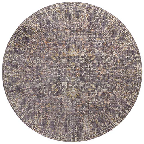 Loloi Chris Loves Julia x Rosemarie ROE-04 Graphite/Multi Oriental Area Rug 7'-9" x 7'-9" Round