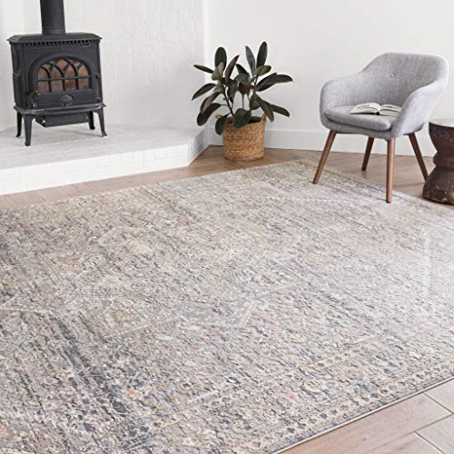 Loloi II Lucia Collection LUC-01 Grey/Sunset, Transitional 7'-9" x 10'-6" Area Rug