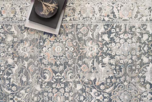 Loloi II Lucia Collection LUC-01 Grey/Sunset, Transitional 7'-9" x 10'-6" Area Rug