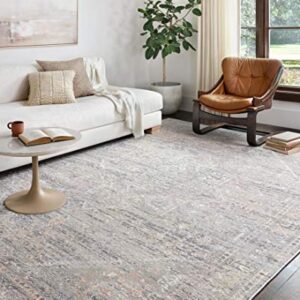 Loloi II Lucia Collection LUC-01 Grey/Sunset, Transitional 7'-9" x 10'-6" Area Rug