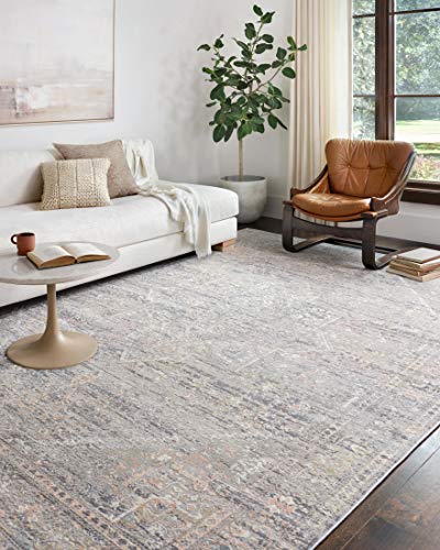 Loloi II Lucia Collection LUC-01 Grey/Sunset, Transitional 7'-9" x 10'-6" Area Rug