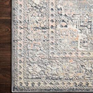 Loloi II Lucia Collection LUC-01 Grey/Sunset, Transitional 7'-9" x 10'-6" Area Rug