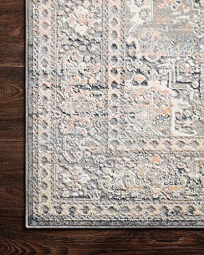 Loloi II Lucia Collection LUC-01 Grey/Sunset, Transitional 7'-9" x 10'-6" Area Rug