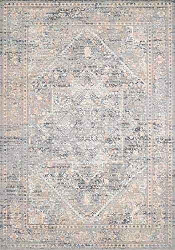 Loloi II Lucia Collection LUC-01 Grey/Sunset, Transitional 7'-9" x 10'-6" Area Rug