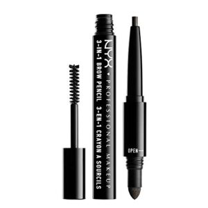 nyx cosmetics 3-in1 brow pencil black