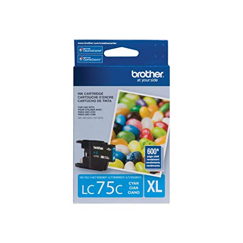 Brother - LC75C (LC-75C) Innobella High-Yield Ink, 600 Page-Yield, Cyan LC75C (DMi EA