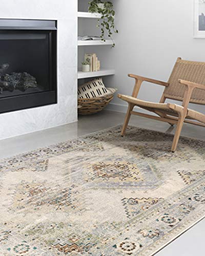 Loloi II Isadora Collection ISA-01 Oatmeal/Silver, Transitional 2'-0" x 3'-0" Accent Rug