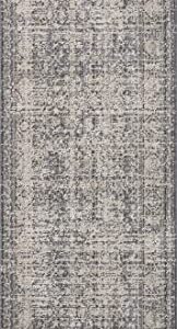 Amber Lewis x Loloi Alie Collection ALE-03 Charcoal / Dove, Traditional 18" x 18" Sample Rug