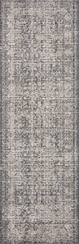 Amber Lewis x Loloi Alie Collection ALE-03 Charcoal / Dove, Traditional 18" x 18" Sample Rug