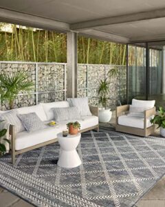 loloi ii rainier collection rai-05 denim/ivory, indoor/outdoor 7′-10″ x 10′-10″ area rug